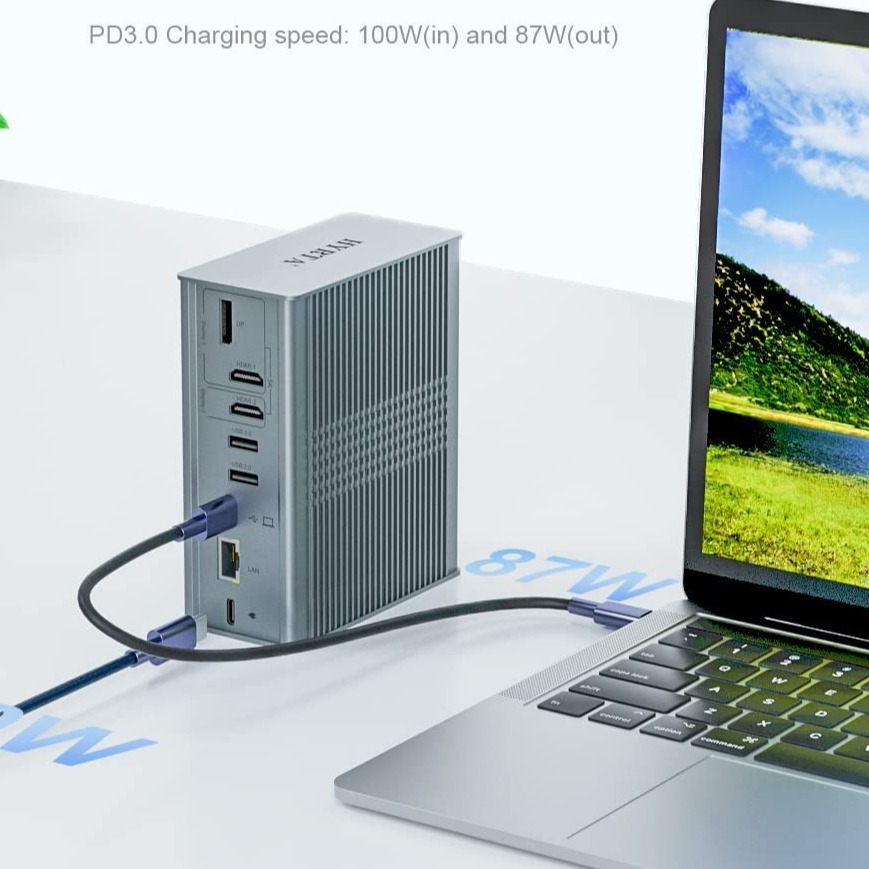 18 In 1 Thunderbolt USB C Docking Station Multi Usb Hub DisplayLink 4K HDMI