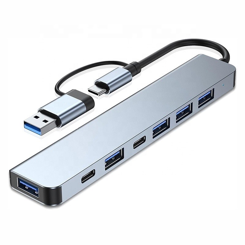 Aluminum Alloy 7 In 1 USB Splitter for Laptop Desktop PC Acceptable OEM/ODM