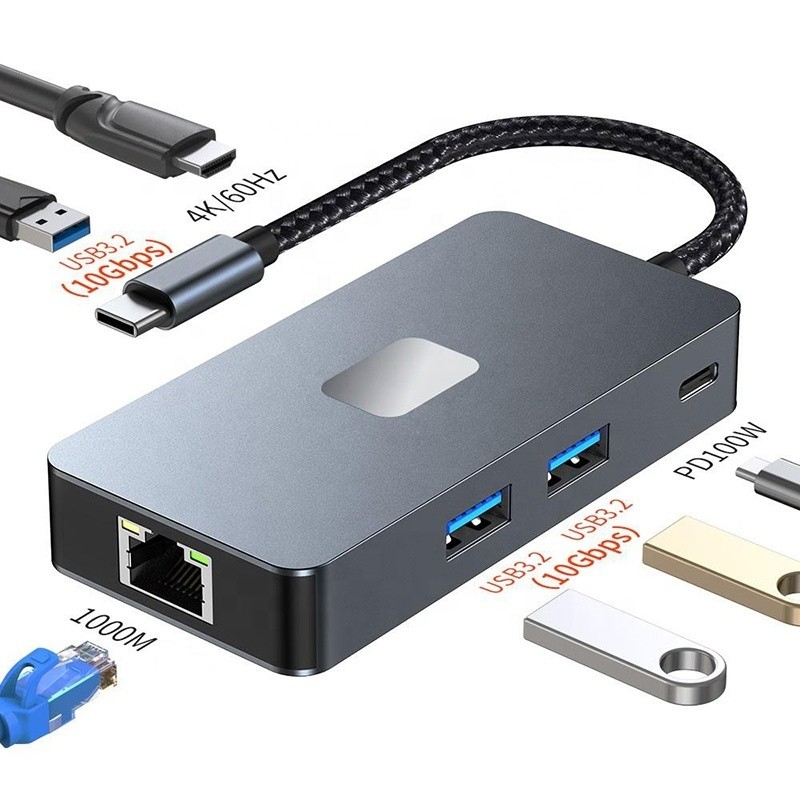 8-In-1 Multiport Adapter USB-C Hub With HDMI 3 USB3.0 RJ45 And PD ...